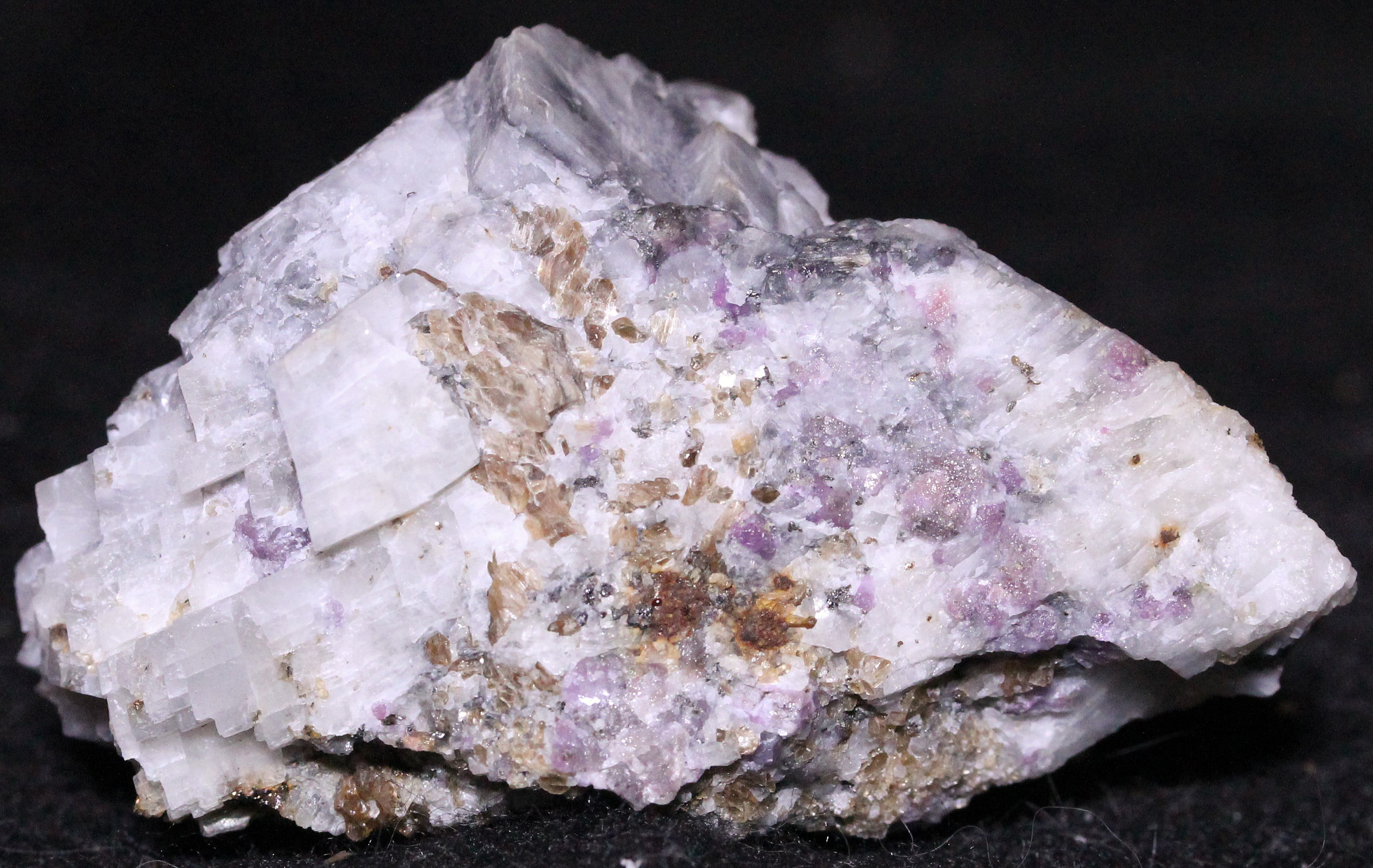 FOMS - Phlogopite mica and corundum in marble, from Franklin, NJ